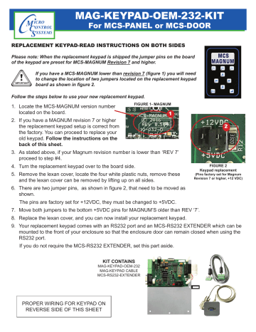 MCS MAG-KEYPAD-OEM-232-KIT Installation Sheet | Manualzz