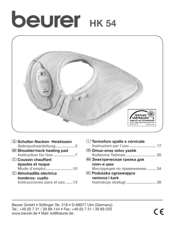Beurer HK 54 Instructions For Use Manual | Manualzz