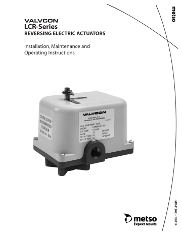 Metso Valvcon LCR Series Installation Maintenance And Operating ...