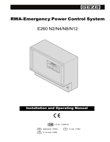GEZE E 260 N4, E 260 N8 Installation And Operating Manual | Manualzz