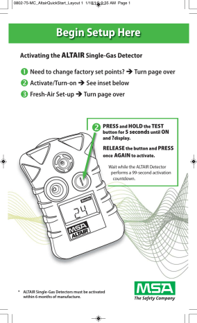 MSA ALTAIR, Altair Pro Quick Start Manual | Manualzz