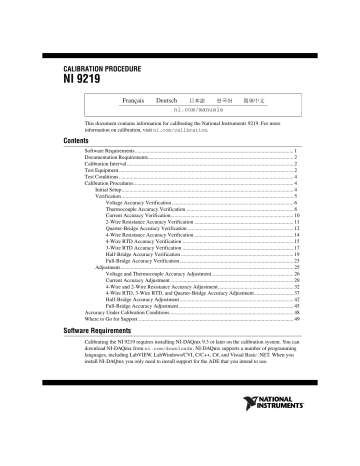 National Instruments 9219 Calibration Procedure | Manualzz