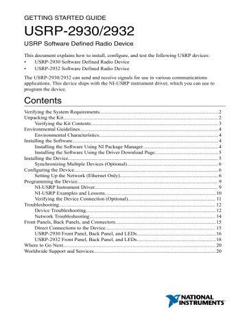National Instruments USRP-2922, USRP-2932 Getting Started Manual | Manualzz