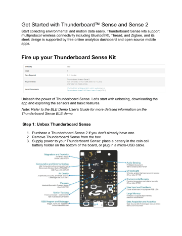 Silicon Laboratories Thunderboard Sense 2 Get Started | Manualzz