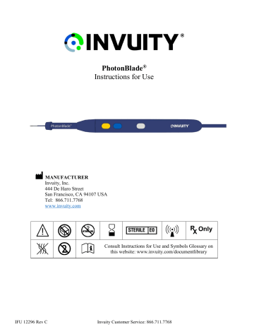 Invuity PhotonBlade Instructions For Use Manual | Manualzz