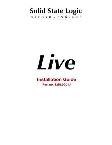 Solid State Logic Live L350, Live L500 Installation Manual | Manualzz