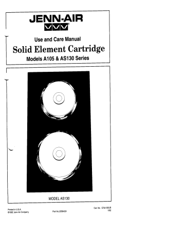 Jenn-Air AS130 Cooktop User Manual | Manualzz