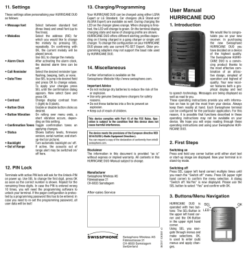 SwissPhone HURRICANE DUO User Manual | Manualzz