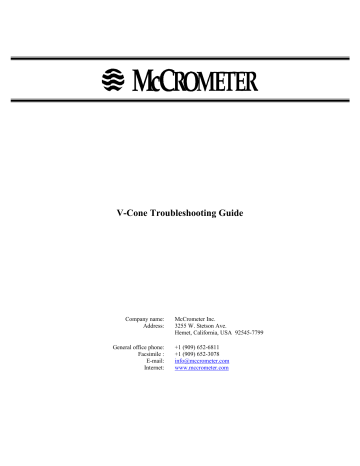 McCrometer V-Cone Troubleshooting Manual | Manualzz