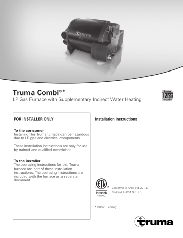 Truma Combi comfort Installation Instructions Manual | Manualzz