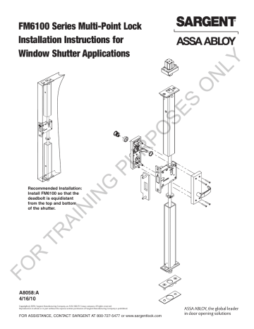 Assa Abloy Sargent FM6100 Series Installation Instructions Manual ...