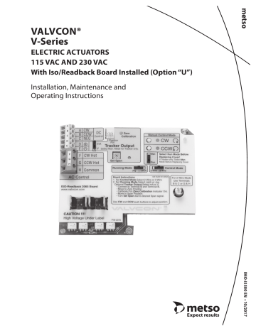 Metso VALVCON V-Series Installation, Maintenance & Operating ...