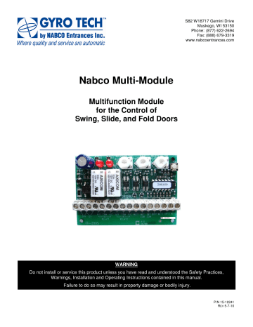 Nabco GYRO TECH Nabco Multi-Module Manual | Manualzz