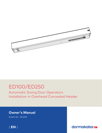 Dormakaba ED100, ED250 Owner's Manual | Manualzz