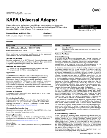 Roche KAPA Universal Adapter Operators Manual | Manualzz
