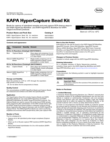 Roche KAPA HyperCapture Bead Kit Operators Manual | Manualzz