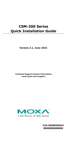 Moxa CSM-200 Series Quick Install Guide | Manualzz