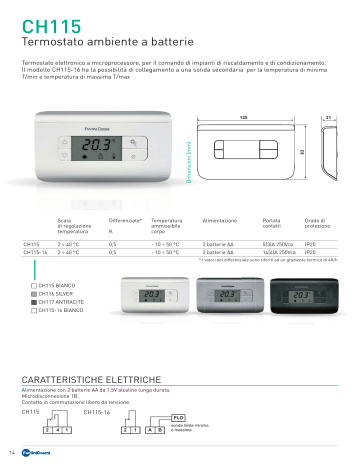 Fantini Cosmi CH115 Manuali Uso Termostati per Riscaldamento Scheda dati | Manualzz