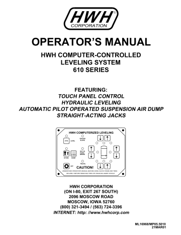 HWH 610 SERIES Operator's Manual | Manualzz