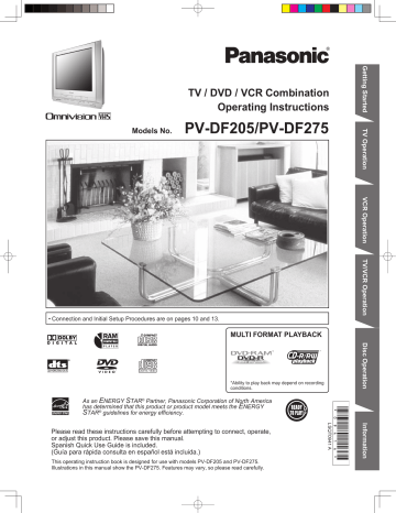 Panasonic PV-DF205/275 Operating Instructions | Manualzz