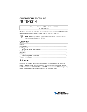 National Instruments NI TB-9214 Calibration Procedure | Manualzz