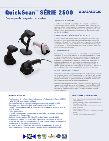Datalogic QuickScan 2500 Series Ficha de dados | Manualzz
