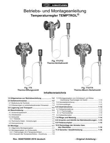ARI-Armaturen TEMPTROL 772 Betriebs- Und Montageanleitung | Manualzz