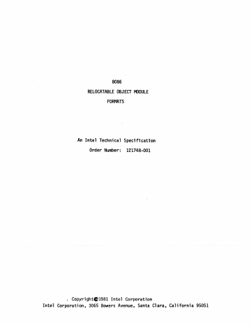 8086 Object Module Formats Specification | Manualzz