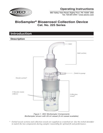 SKC biosampler 225-9594 Operating Instructions Manual | Manualzz