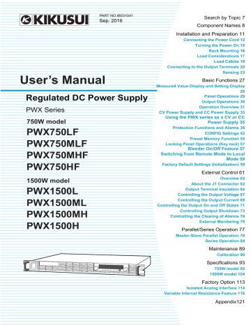 Kikusui PWX1500H, PWX1500L, PWX1500ML User Manual | Manualzz