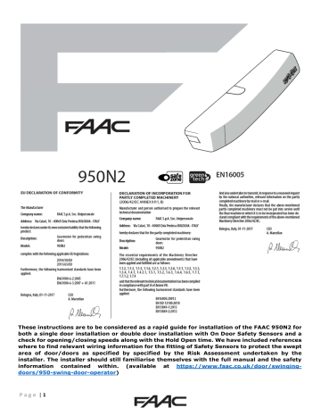 FAAC 950N2 Quick Start Manual | Manualzz
