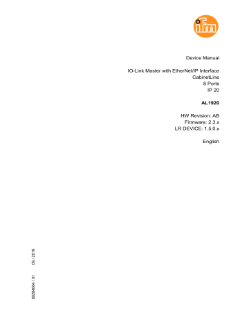 IFM AL1920 IO-Link master Owner's Manual | Manualzz