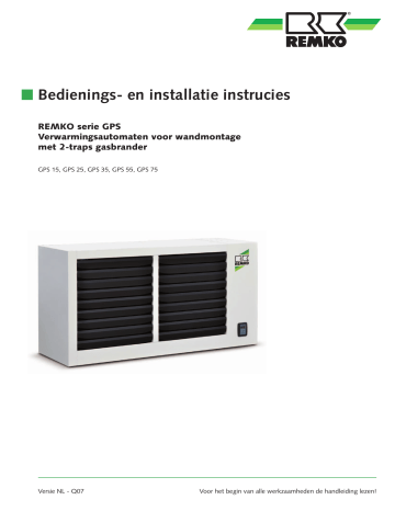 Remko GPS35Propangas Handleiding | Manualzz