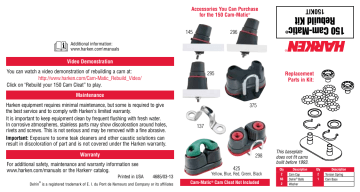 Harken 150 Cam cleat rebuild kit Owner's Manual | Manualzz