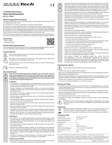 Basetech BT-2108040 Socket strip Bedienungsanleitung | Manualzz