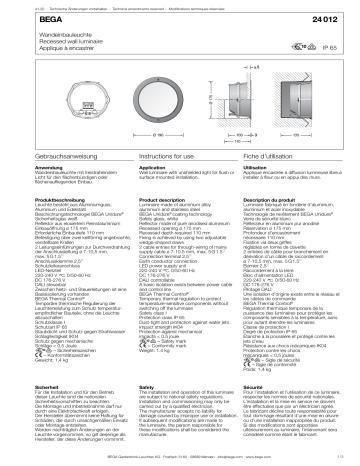 Bega 24 012 K4 Recessed wall luminaire Instructions for use | Manualzz