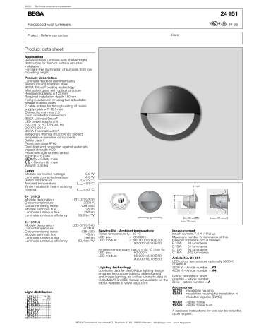 Bega 24 151 K4 Recessed wall luminaire Data Sheet | Manualzz