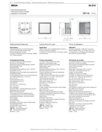 Bega 24 215 K4 Recessed wall luminaire Instructions for use | Manualzz