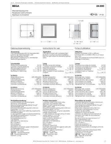 Bega 24 200 K4 Recessed wall luminaire Instructions for use | Manualzz