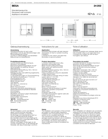 Bega 24 202 K4 Recessed wall luminaire Instructions for use | Manualzz