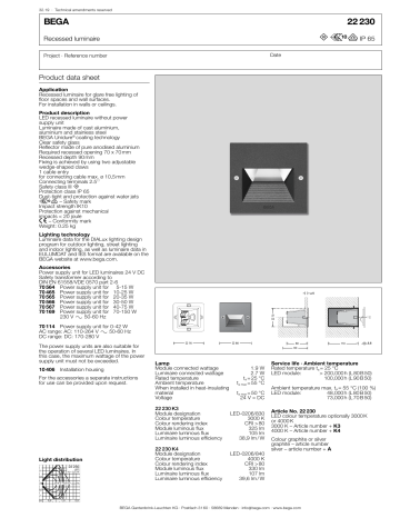 Bega 22 230 K4 Recessed luminaire Data Sheet | Manualzz