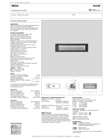 Bega 33 046 K4 Recessed luminaire Data Sheet | Manualzz