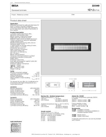 Bega 33 049 K4 Recessed luminaire Data Sheet | Manualzz