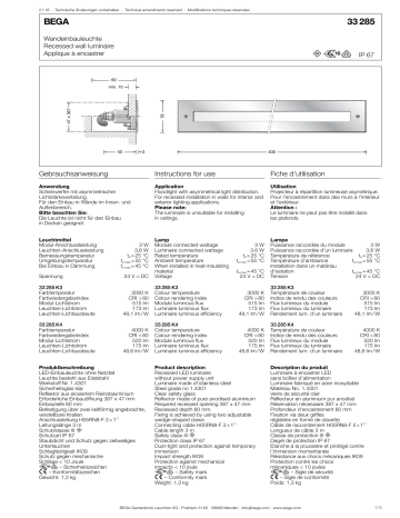 Bega 33 285 K4 Recessed luminaire Instructions for use | Manualzz