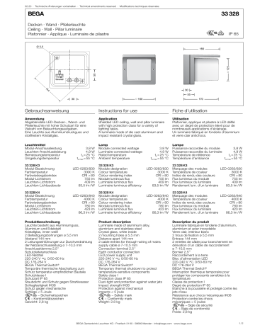 Bega 33 328 K4 Ceiling, wall and pillar luminaire Instructions for use | Manualzz