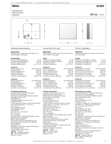 Bega 33 602 K4 Wall luminaire Instructions for use | Manualzz