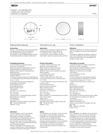 Bega 24 647 W K4 Ceiling and wall luminaire Instructions for use | Manualzz