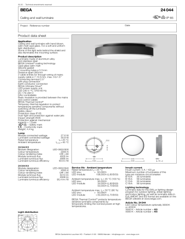 Bega 24 044 K4 LED ceiling and wall luminaire Data Sheet | Manualzz