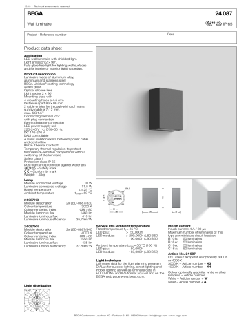 Bega 24 087 W K4 LED wall luminaire Data Sheet | Manualzz
