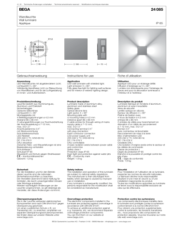 Bega 24 085 W K4 LED wall luminaire Instructions for use | Manualzz